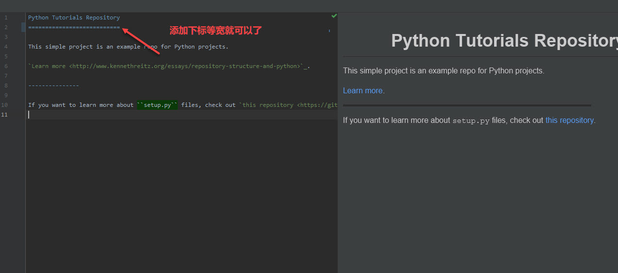 Python rst 文件提示 Title underline too short - Python - iSharkFly